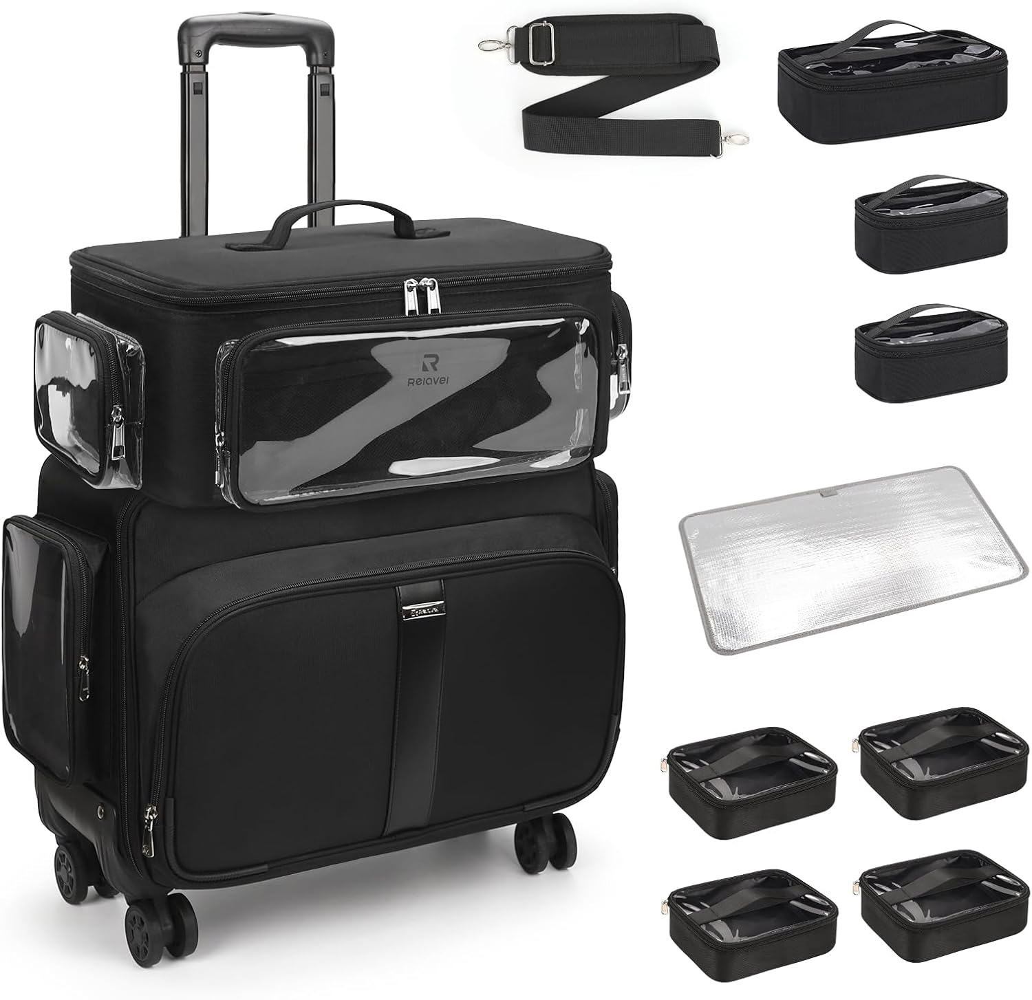 Rolling Extra Large Makeup Train Case with 4 wheels – Relavelmakeup